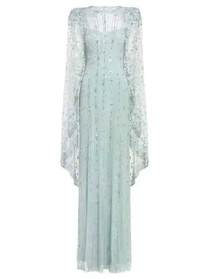 Jenny Packham Blaize Sequin-Embellished Maxi Dress Blue