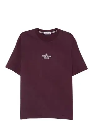 Stone Island Logo Cotton T-shirt Purple