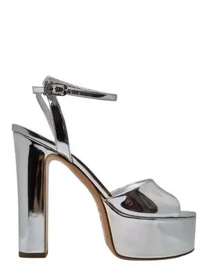 Casadei 130mm Patty Platform Ankle-strap Sandals - Silver