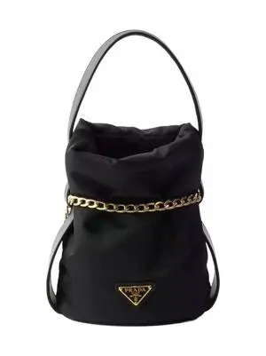 Prada Mini Bucket Bag With Chain - Black