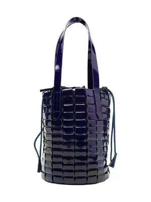 Dragon Diffusion Patent Leather Woven Bucket Bag - Purple