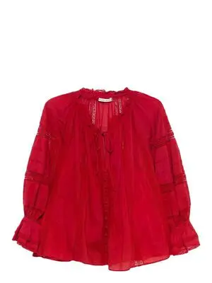 Alice + Olivia Lace-trimmed Blouse - Red