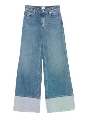 Alice + Olivia Wide-leg Jeans With Contrast Cuffs - Blue