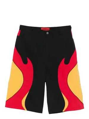 KUSIKOHC Flame-print Rider Shorts - Black
