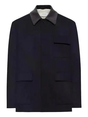 LARDINI Wool Contrast-collar Jacket - Blue
