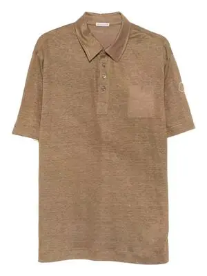 Moncler Patch-pocket Linen Polo Shirt - Neutrals