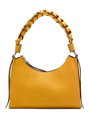 COCCINELLE Leather Shoulder Bag With Braided Handle - Yellow