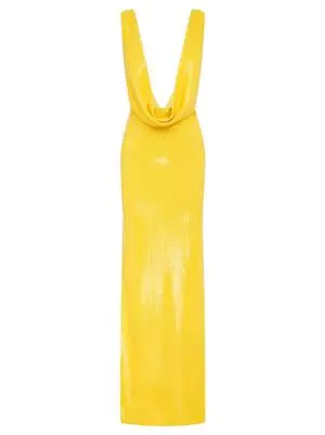 Alex Perry Draped Cowl Column Gown - Yellow