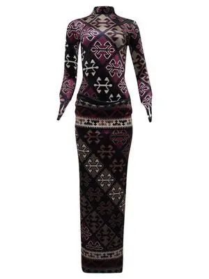Burc Akyol Carpet Printed Velvet Dress - Multicolor