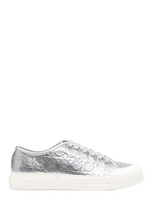 FERRAGAMO Gancini Embossed Low-top Sneakers - Gray