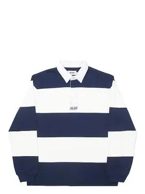 PALACE Striped Rugby - Navy Blue/white