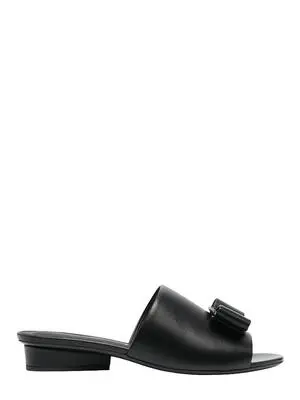 FERRAGAMO Double Bow Mule Sandals - Black