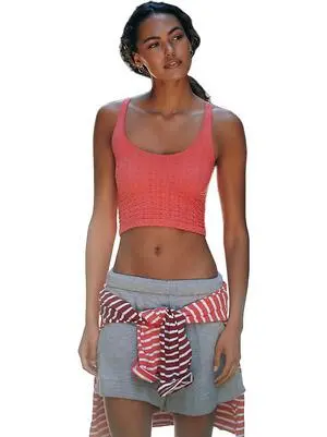 LYREBIRD Textured Scoop-neck Tank Top - Paradise Pink