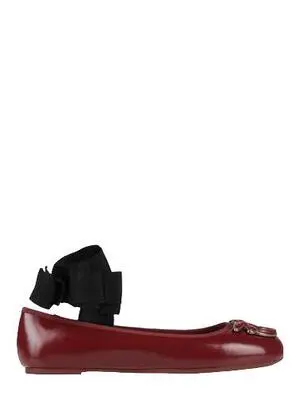 Pinko Burgundy Leather Ballet Flats - Red