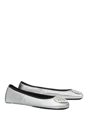 Tory Burch Reva Travel Ballet Flats Silver/silver
