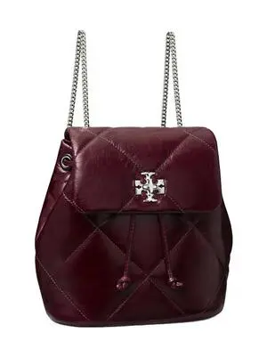 Tory Burch Mini Kira Diamond Quilt Distressed Backpack - Dark Carmine