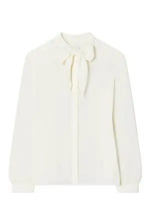 Tory Burch Georgette Bow Blouse - New Ivory