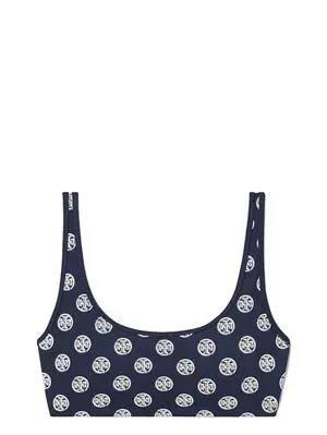Tory Burch T Monogram Compression Scoop-neck Bra - Tory Navy Engraved Logo