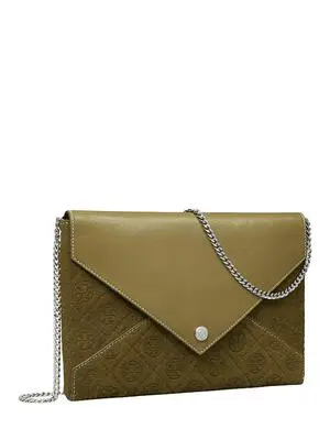 TORY BURCH Tory Burch T Monogram Suede Envelope Chain Pouch
