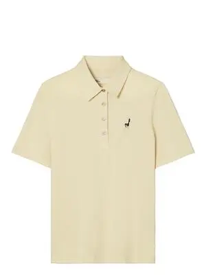 Tory Burch Birdie-embroidered Cotton Polo - Sesame