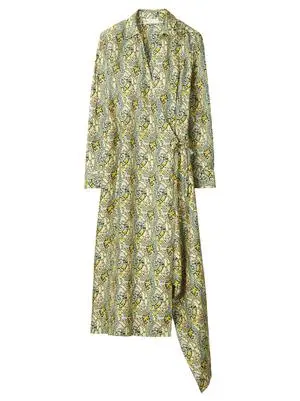 Tory Burch Silk Wrap A-line Dress - Blue Dream Paisley