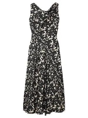 Altuzarra Drina Draped Printed Silk-twill Midi Dress - Black