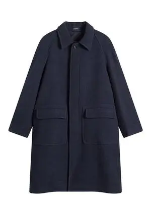 DRAKE'S Raglan Virgin Wool Coat Navy