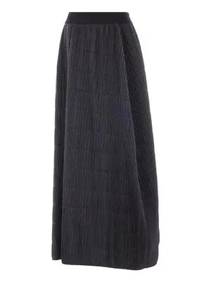 MARIA CALDERARA Quilted Pleated Long Skirt - Black