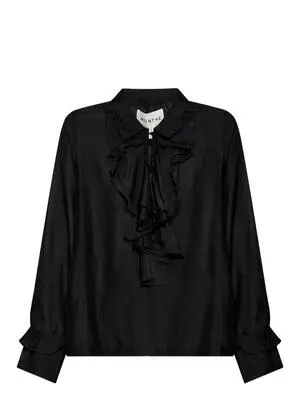 Munthe Ruffled-cuff Blouse - Black