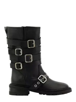 PAUL WARMER Buckle-strap Biker Boots - Black