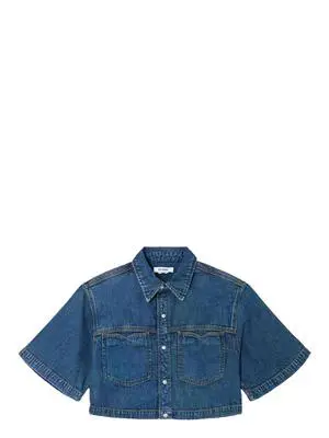 RE/DONE Short-sleeve Pocket Crop Shirt - Blue