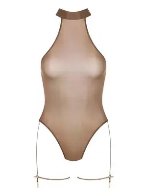 MAISON CLOSE Halter-neck Thong Bodysuit - Brown