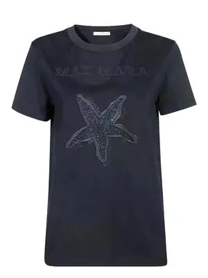 Max Mara Starfish-embellished Cotton T-shirt - Blue
