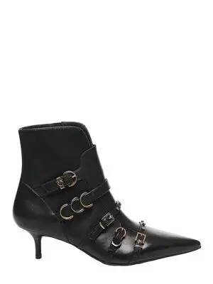 Pinko Buckle-detail Pointed-toe Boots - Black