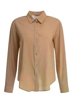 SLEEP NO MORE Button-down Silk Shirt - Neutrals