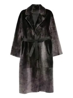 MANZONI 24 Sheepskin Belted Coat - Grey