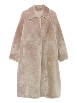 MANZONI 24 Shearling Collared Coat - Neutrals