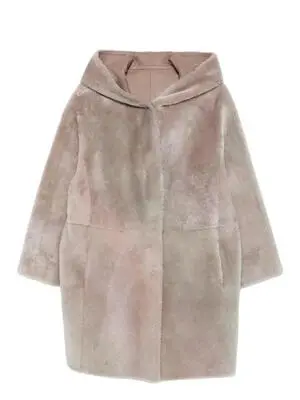 MANZONI 24 Hooded Lamb Shearling Coat - Neutrals