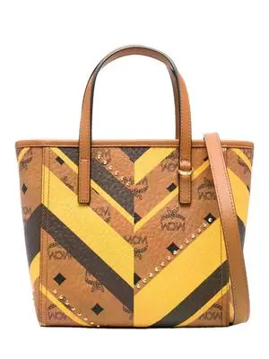 Mcm Chevron-pattern Tote - Brown