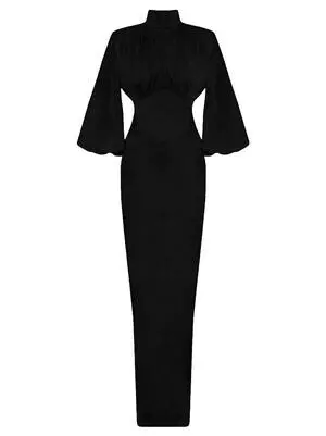 VESTIAIRE D'UN OISEAU LIBRE High-neck Puff-sleeve Maxi Dress - Black