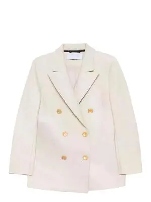 Harris Wharf London Double-breasted Coat With Gold Button Detail - Neutrals