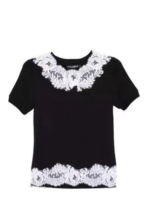 Dolce & Gabbana Dna Lace-trimmed T-shirt - Black