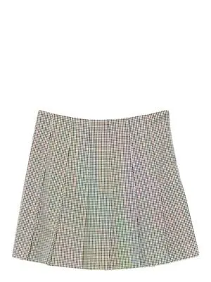 MSGM Pleated Checked Mini Skirt - White
