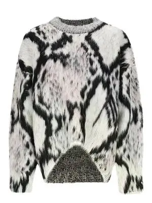 Attico Snake-Print Mohair Sweater Grey