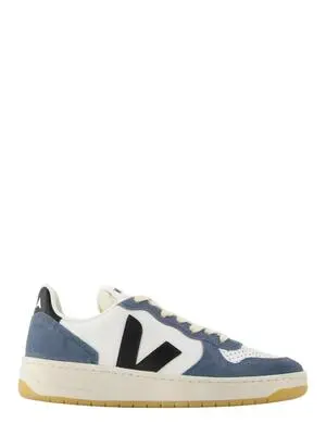 VEJA V-10 Logo-detail Leather Sneakers - White