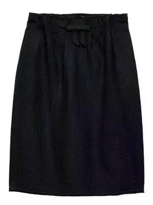 Prada Bow-detailed Frayed-edge Midi Skirt - Blue