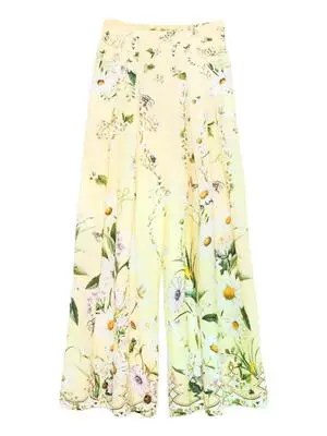 Camilla Floral-print Wide-leg Trousers - Grey