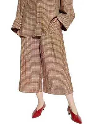 Munthe Check-pattern Pleated Trousers - Brown