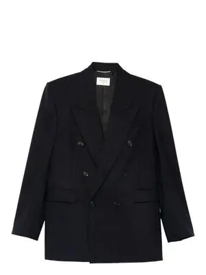Saint Laurent Double-breasted Wool Blazer - Blue