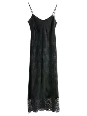 Simone Rocha Floral-lace Slip Midi Dress - Black
